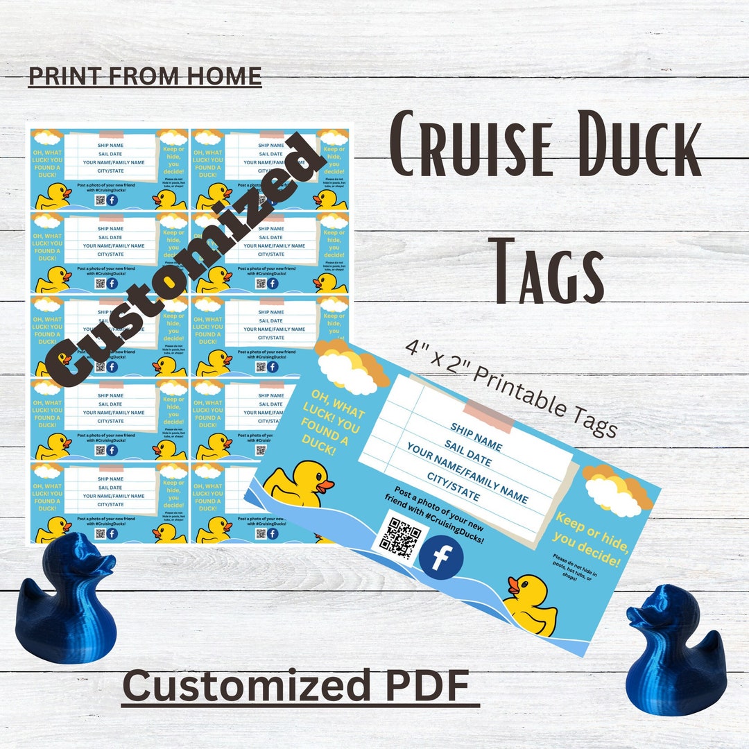 Customizable, Cruising Ducks Tags, Print From Home, Digital Download ...