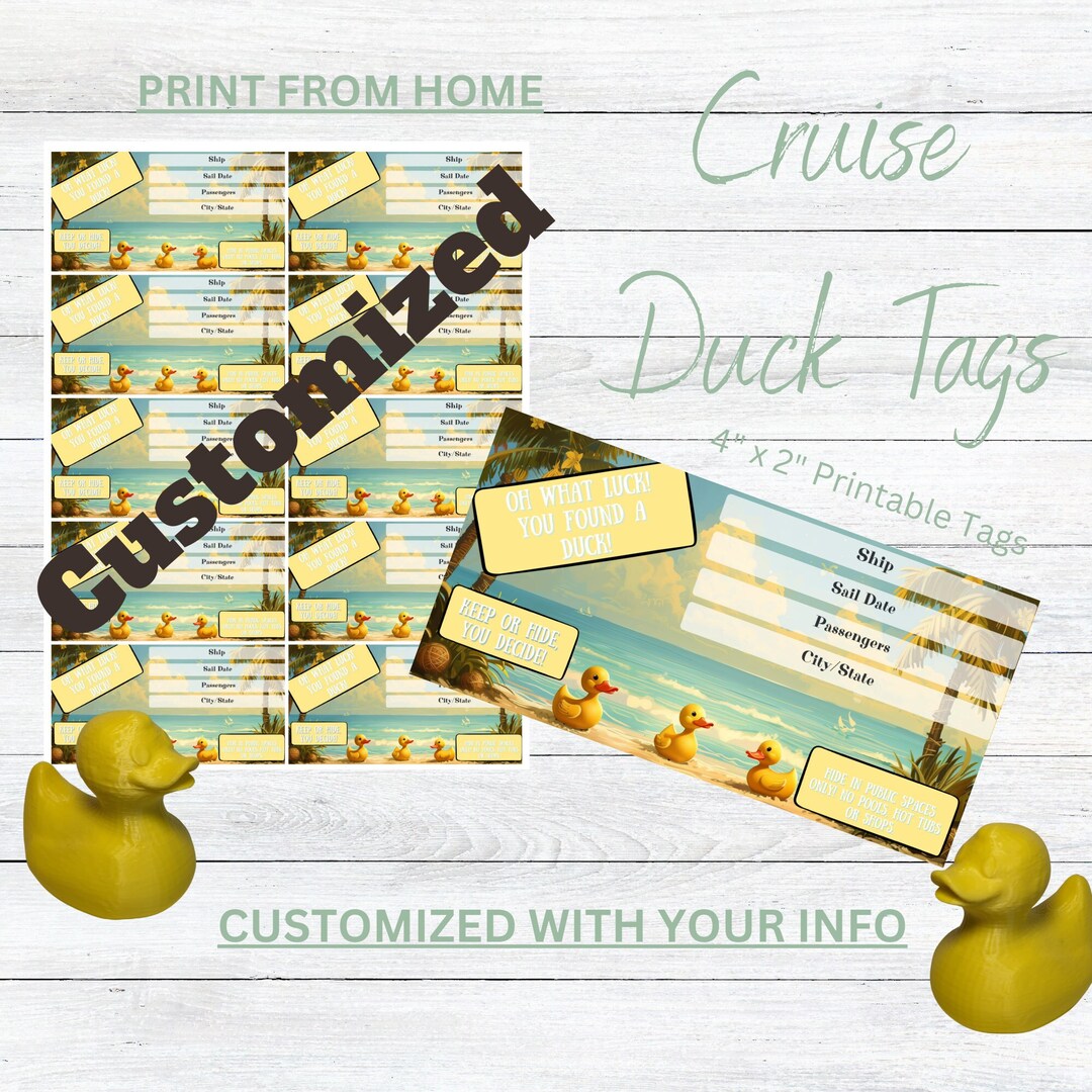 Customizable, Duck Cruising Ducks Tags, Print From Home, Digital ...