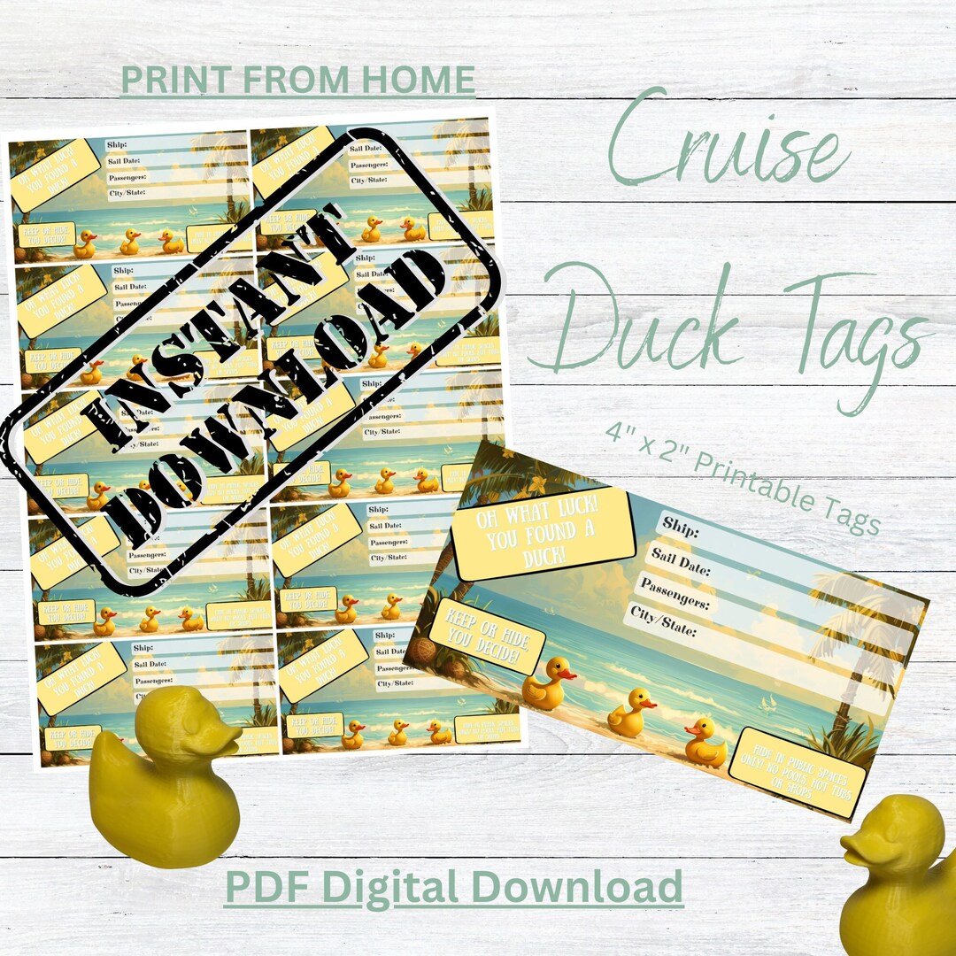 Cruising Ducks Tags, Print From Home, Digital Download, Printable ...
