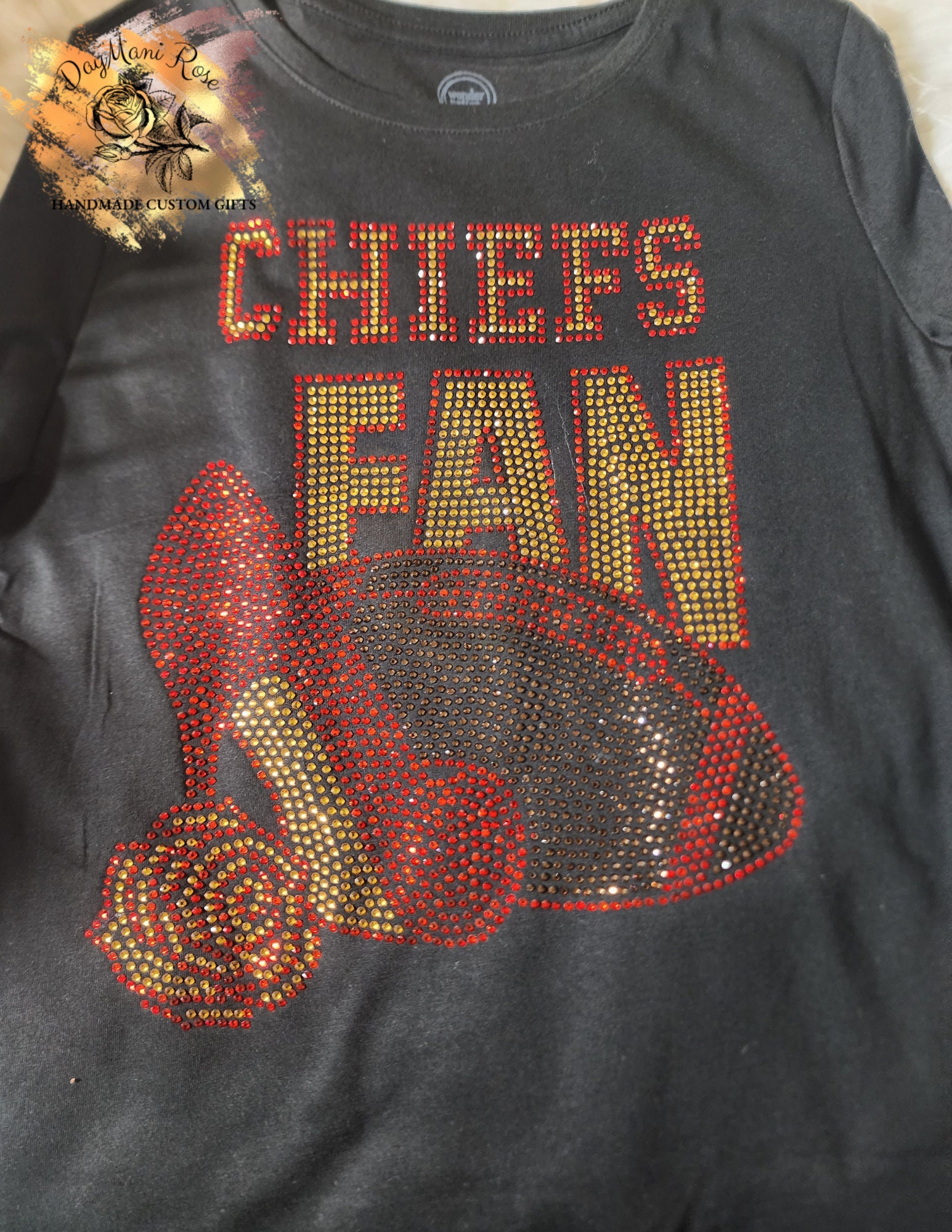 Chiefs Fan Glamour Rhinestone T-shirt - Etsy
