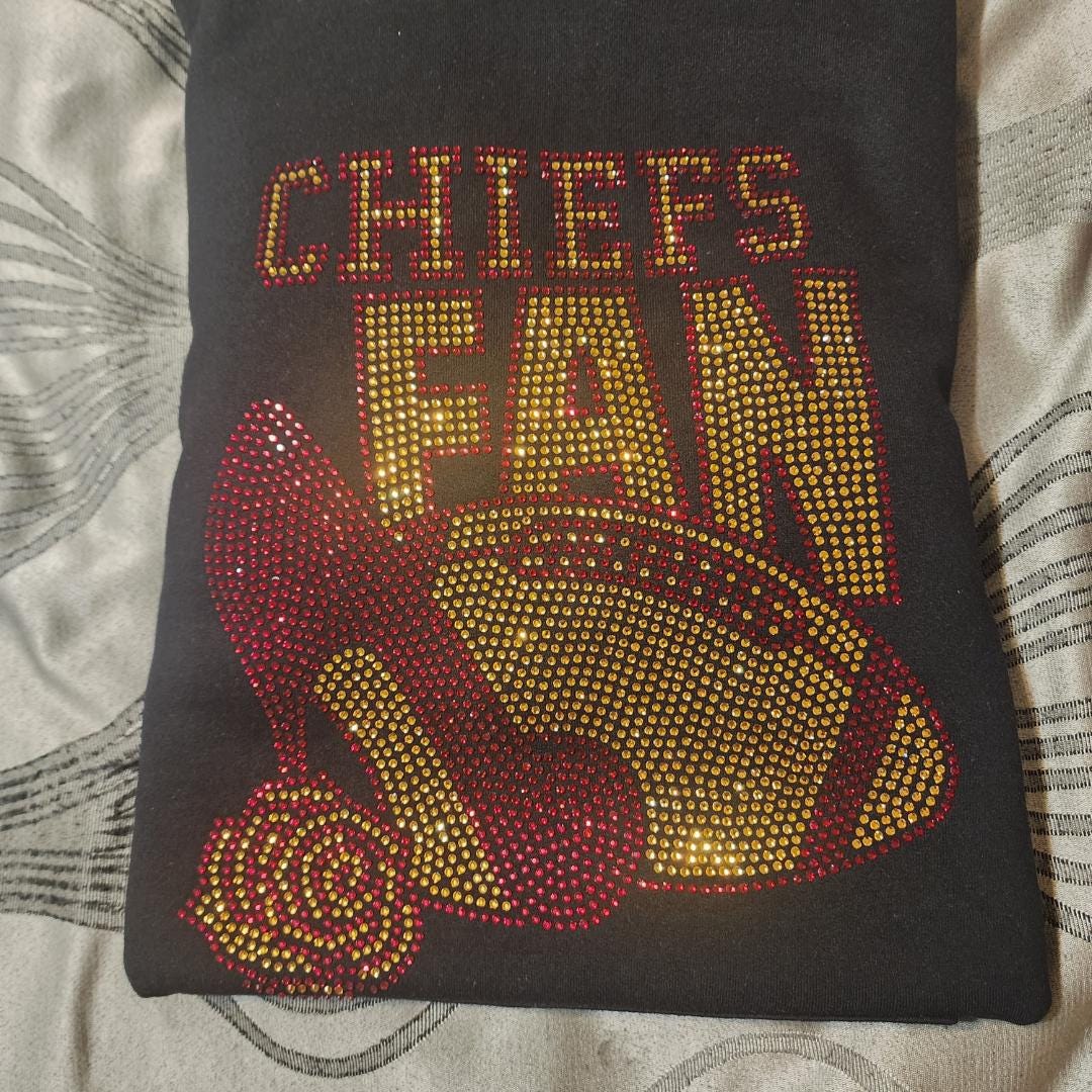 Chiefs Fan Glamour Rhinestone T-shirt Bling Football Shirt Women's ...