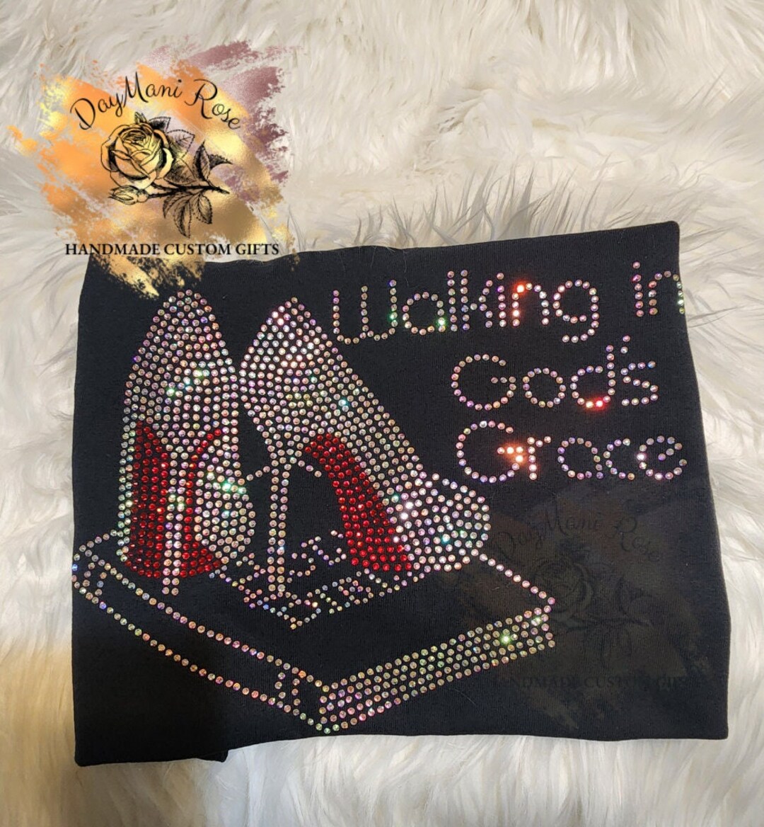 Walking in God's Grace Christian Rhinestone Shirt Faith Bling T-shirt ...