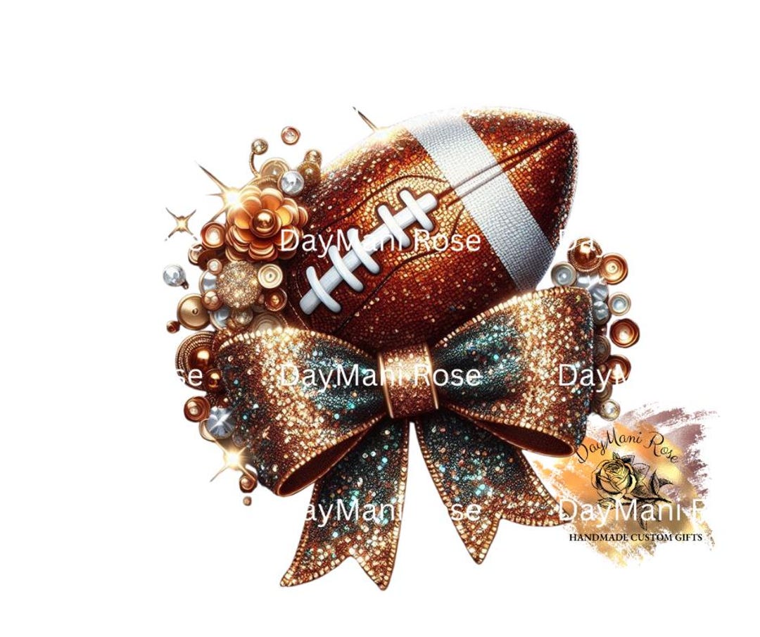 Glitter Sequin Football With Bow Digital PNG Design | Instant Download ...