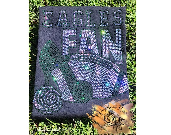 Eagles Fan Glamour Rhinestone Shirt | Football Blingy T Shirt | Womens Bling Shirt | Eagles ...