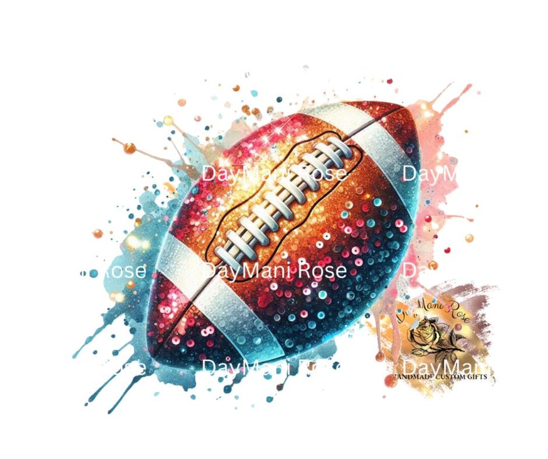 Sparkling Sequin Football Digital PNG Design | Watercolor Football ...