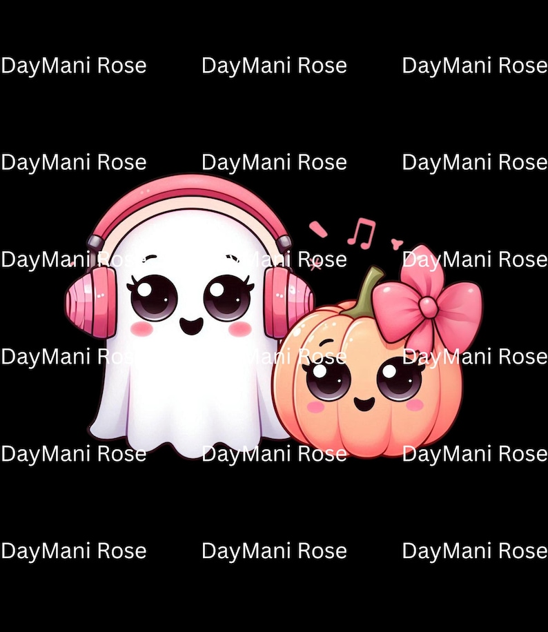Ghostly Grooves Halloween Digital PNG Cute Ghost & Pumpkin With ...