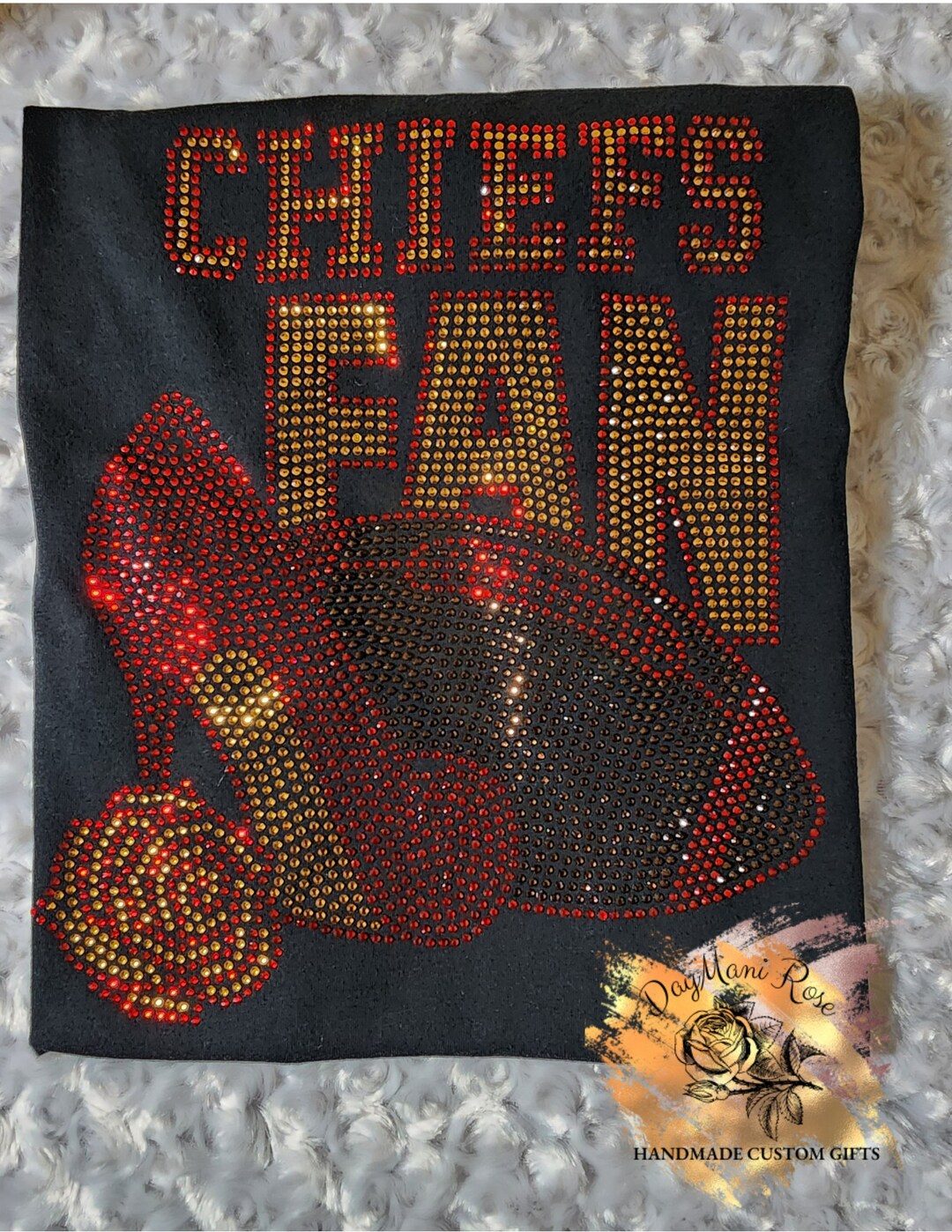 Chiefs Fan Glamour Rhinestone T-shirt Bling Football Shirt Women's ...
