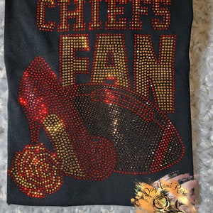 Chiefs Fan Glamour Rhinestone T-shirt - Etsy