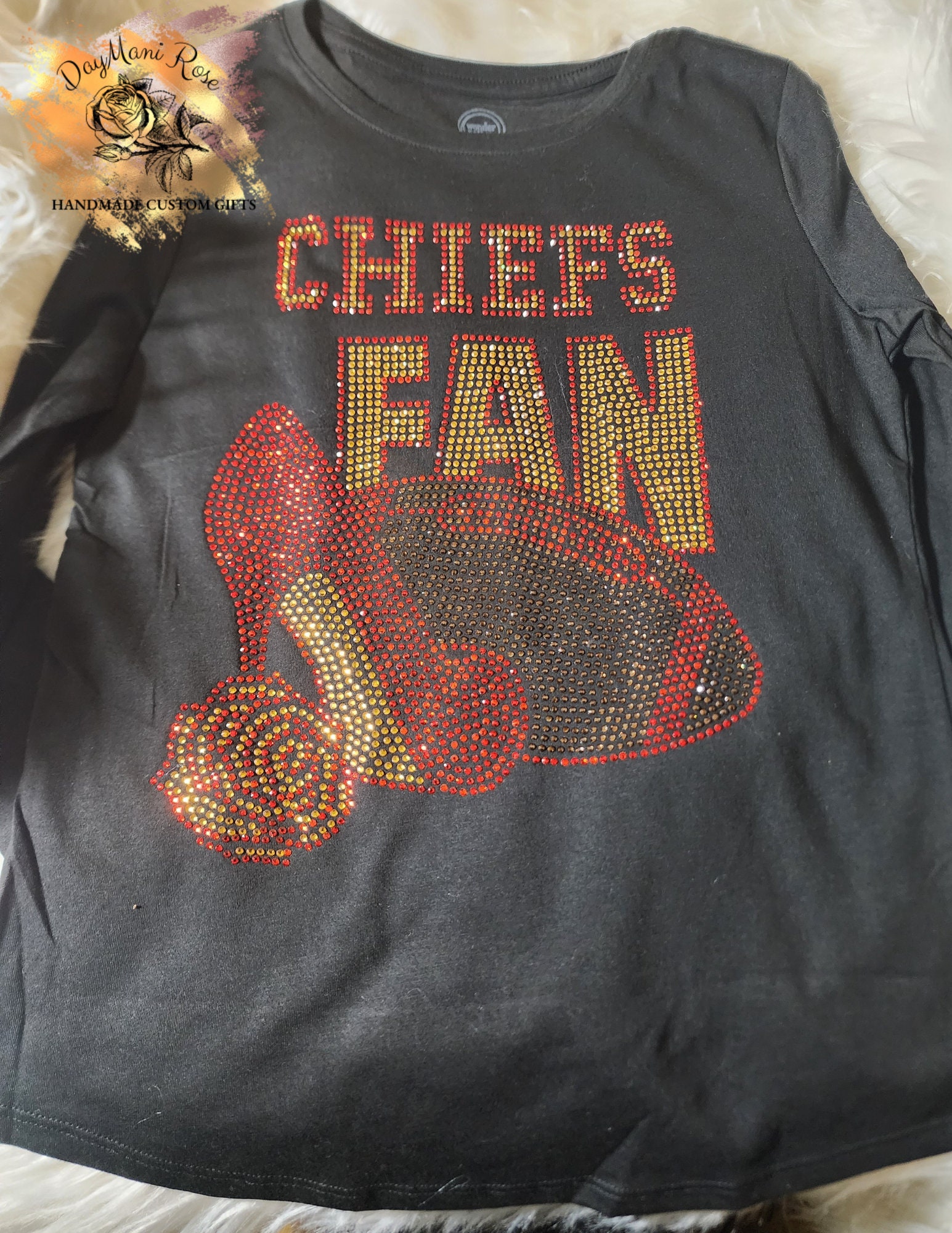 Chiefs Fan Glamour Rhinestone T-shirt - Etsy