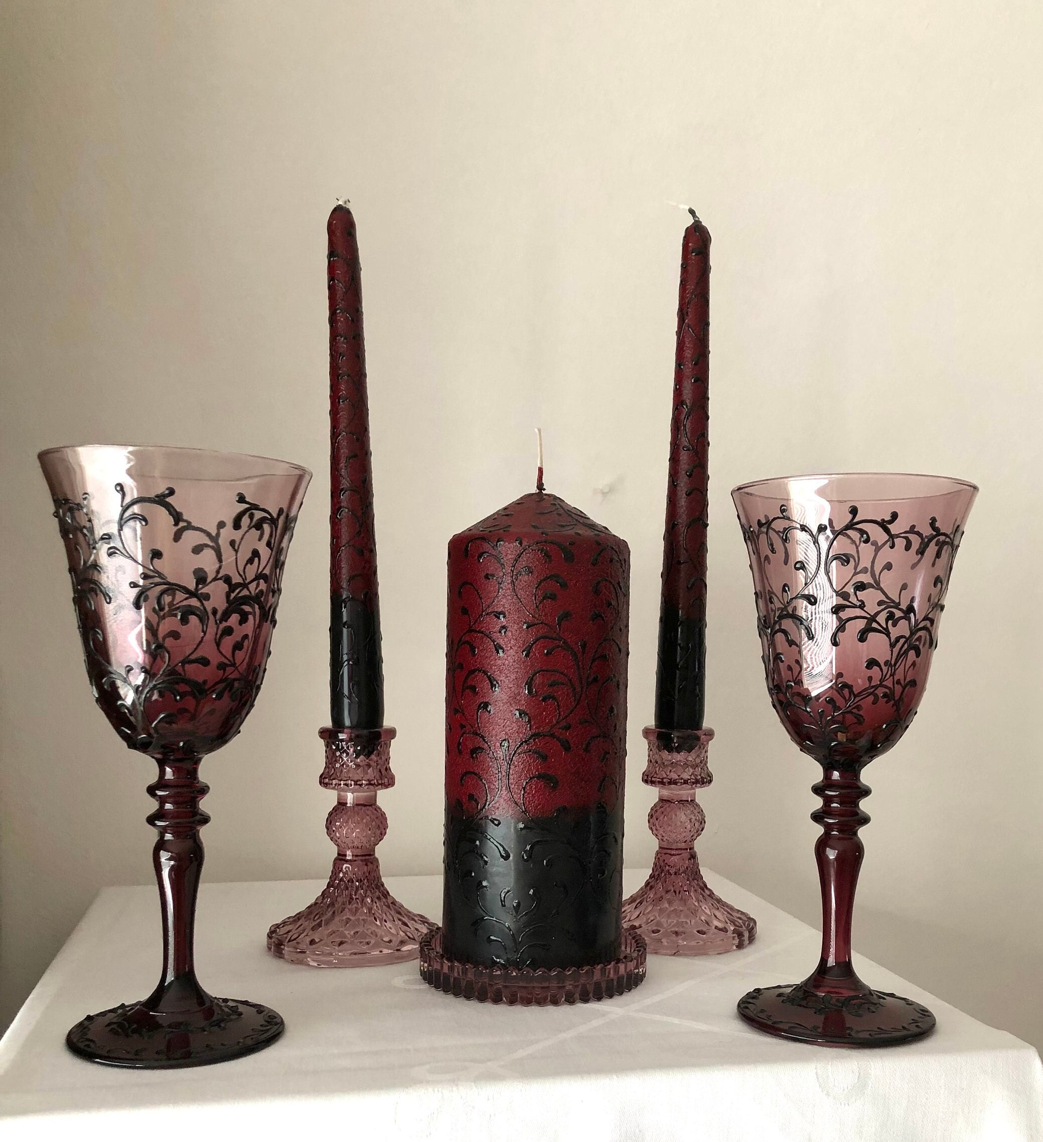 Black Red Wedding Candles Black Unity Candle Set Gothic Candles ...