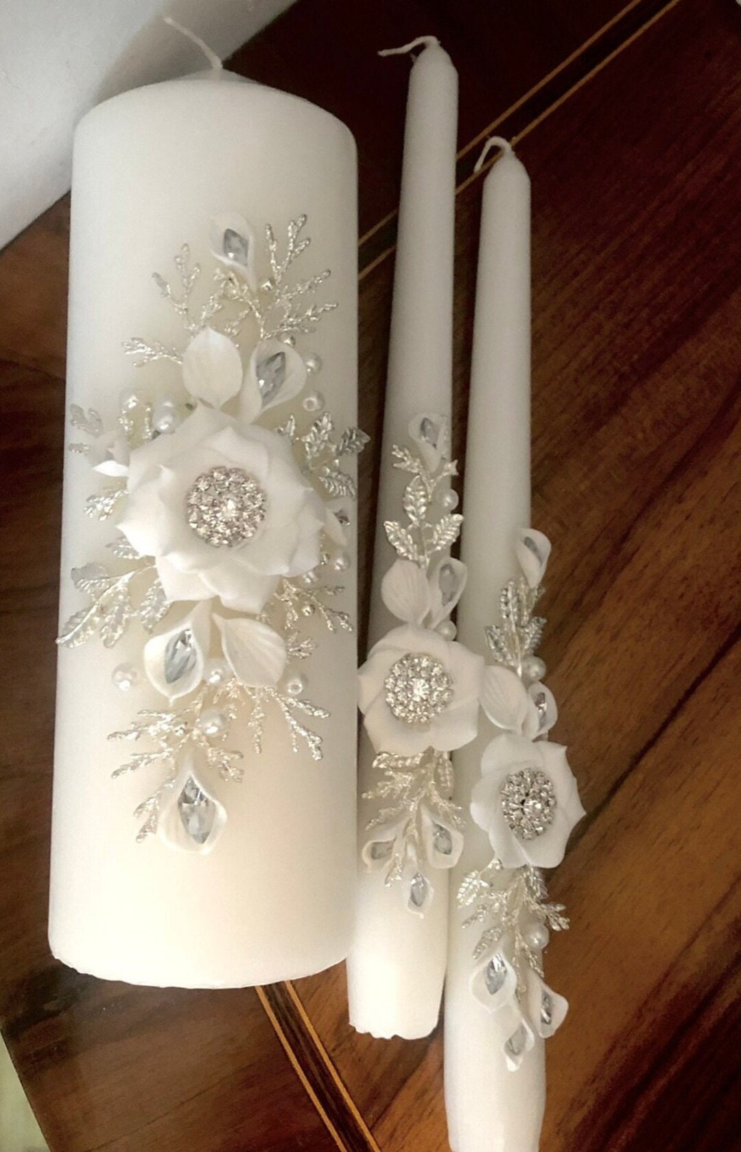 Floral Wedding Candles Floral Candles Floral Wedding Floral Unity ...