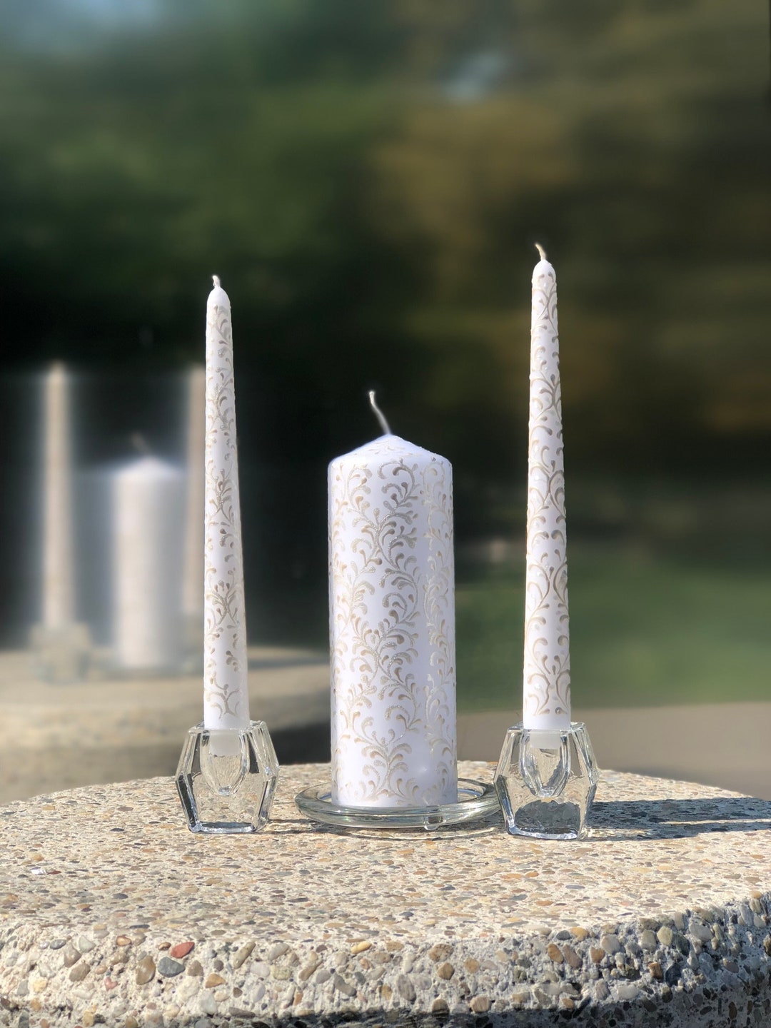 Ivory Wedding Candles Unity Candle Set Rustic Wedding Candle - Etsy