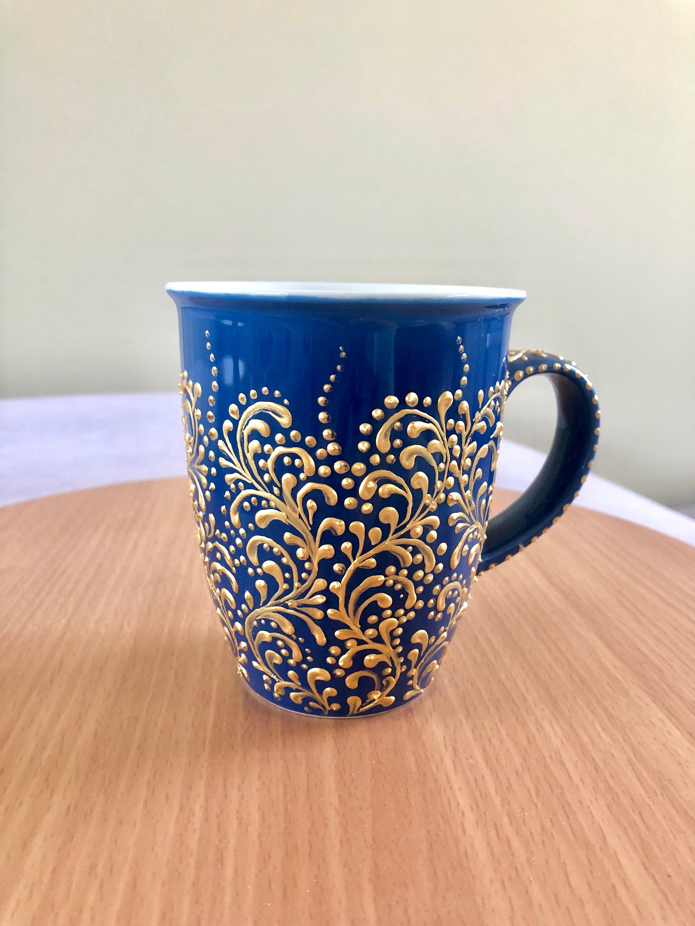 Hand Painted Mug Help for Ukraine Blue Mug Father Gift Blue Gold Mug ...