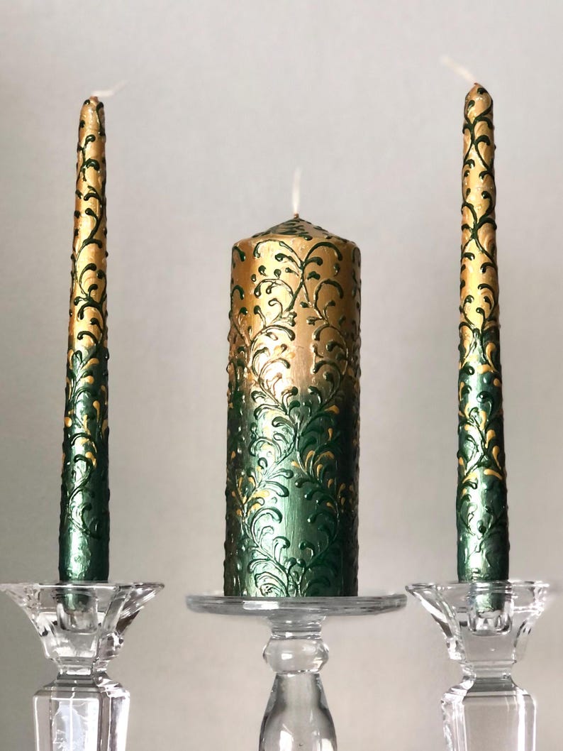 Emerald Gold Wedding Candles - Etsy
