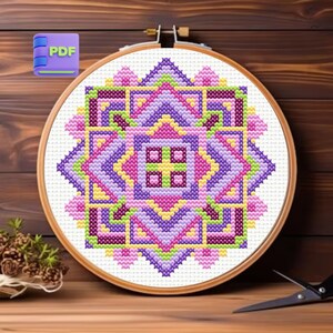Mandala Cross Stitch Pattern Set of 12 ,colorful Mandala Geometric Easy Counted Pdf,cross Stitch ...