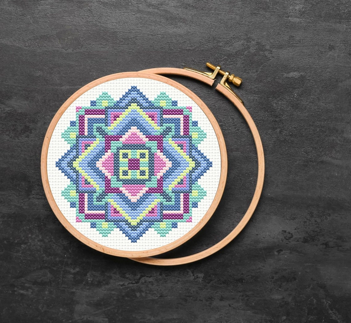 Mandala Cross Stitch Pattern,cross Stitch Pattern, Beginners Cross Stitch Pattern,colorful ...