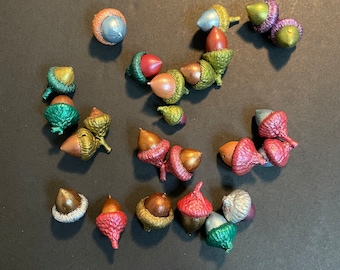 Set of 6 Hand Painted, Bright, Patterned , All Natural Acorns - Etsy