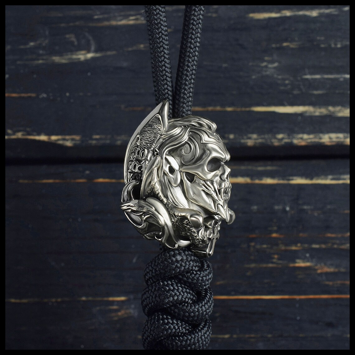 Vampire Skull PARACORD KNIFE BEAD Dracula Count With Cross Gothic Biker ...