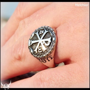 Mens Chi Rho Ring Alpha Omega, Signet Ring, Constantines Cross ...
