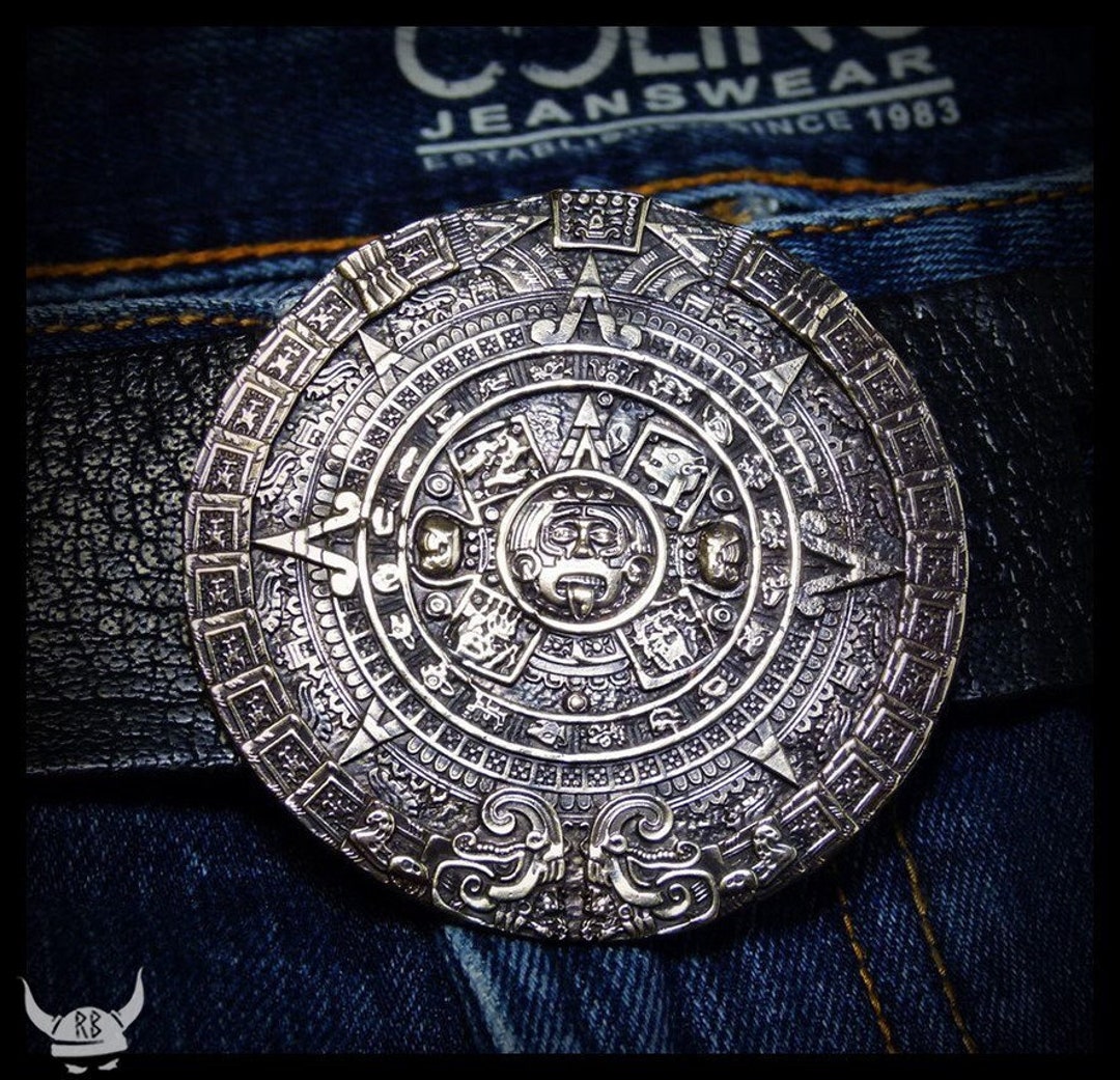 Aztec Mayan Sun Calendar Belt Buckle, Ethnic Aztec Mexican Tribal Belt ...