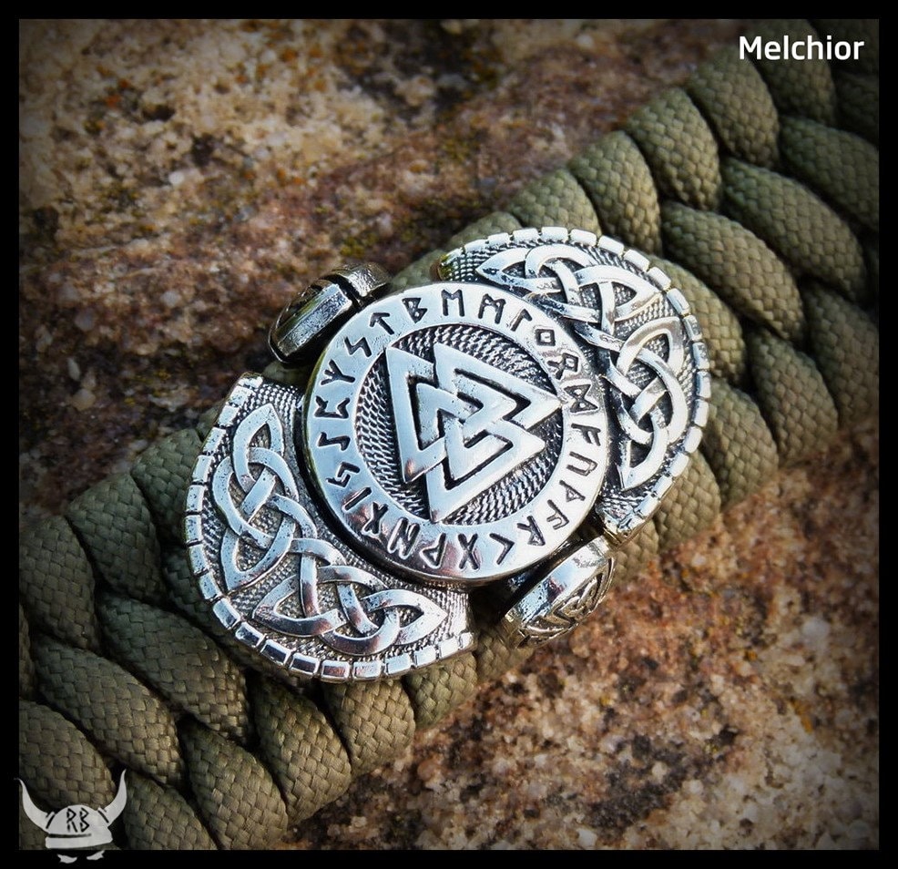 Valknut Symbol Paracord Bracelet Clasp, Futhark Runes Tricursal ...