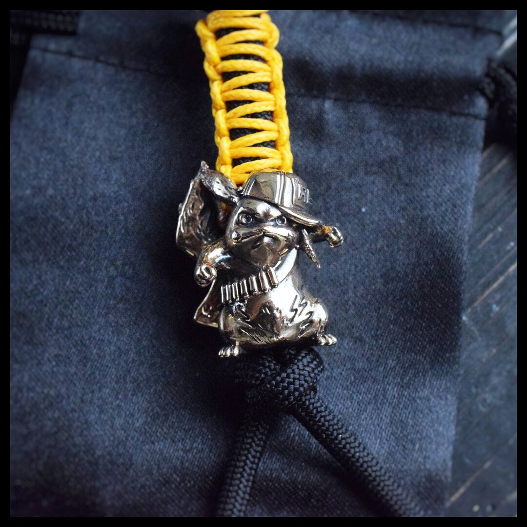 Cute Pikachu Paracord Bead, Fun Paracord Lanyard Keychain Bead, Pocket ...