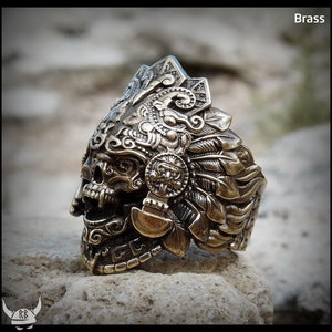 AZTEC SKULL RING From Bronze Tribal Native Ethnic Ritualistic Spiritual ...