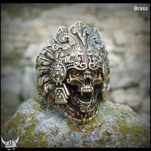 AZTEC SKULL RING From Bronze Tribal Native Ethnic Ritualistic Spiritual ...
