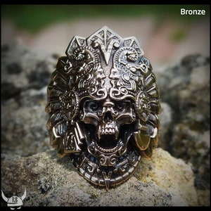 AZTEC SKULL RING From Bronze Tribal Native Ethnic Ritualistic Spiritual ...