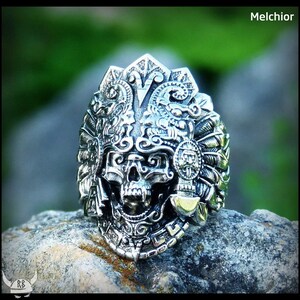 AZTEC SKULL RING From Bronze Tribal Native Ethnic Ritualistic Spiritual ...