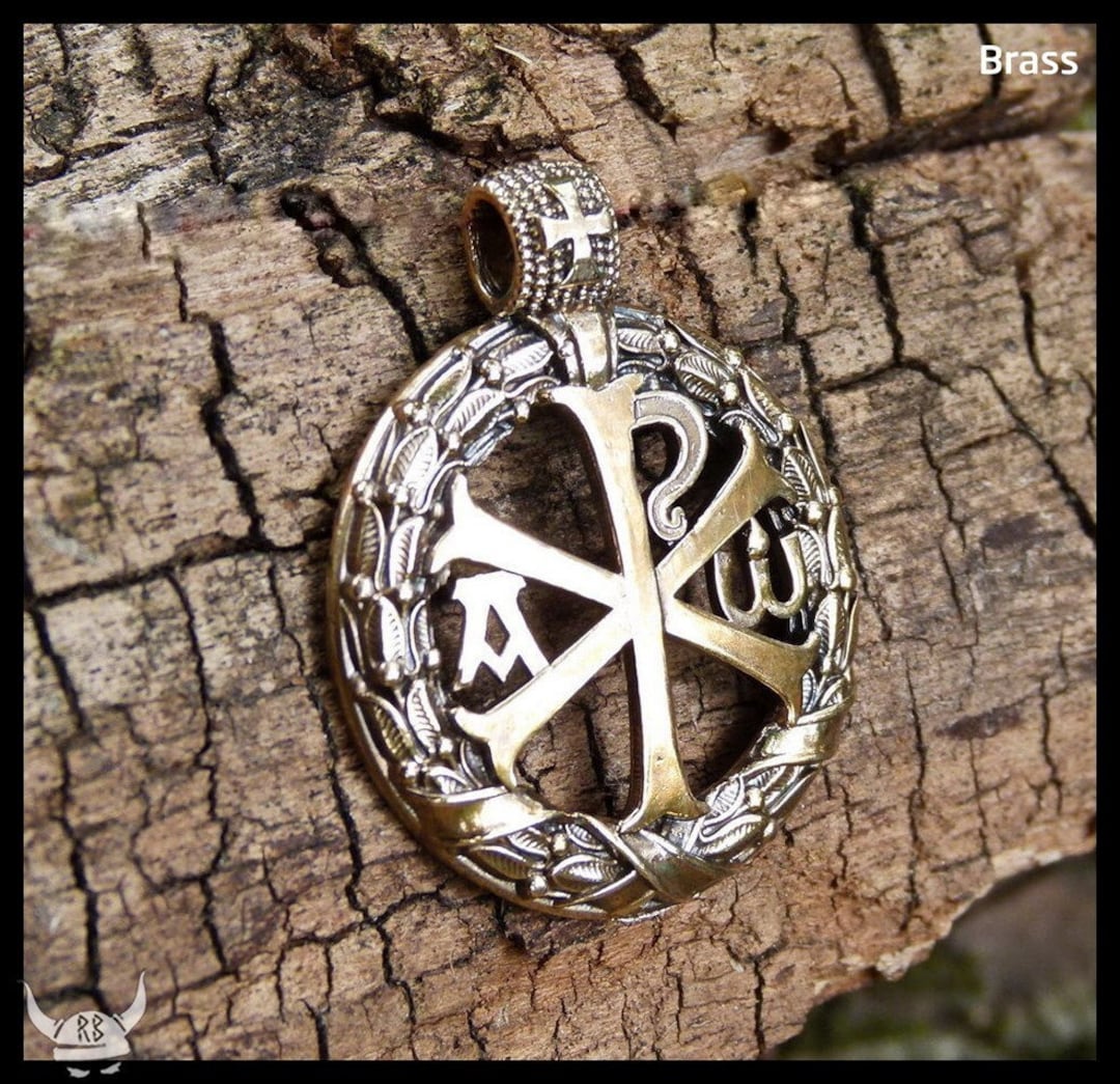 Alpha Omega Chi Rho Necklace Pendant, Christogram Jesus Christ Monogram ...