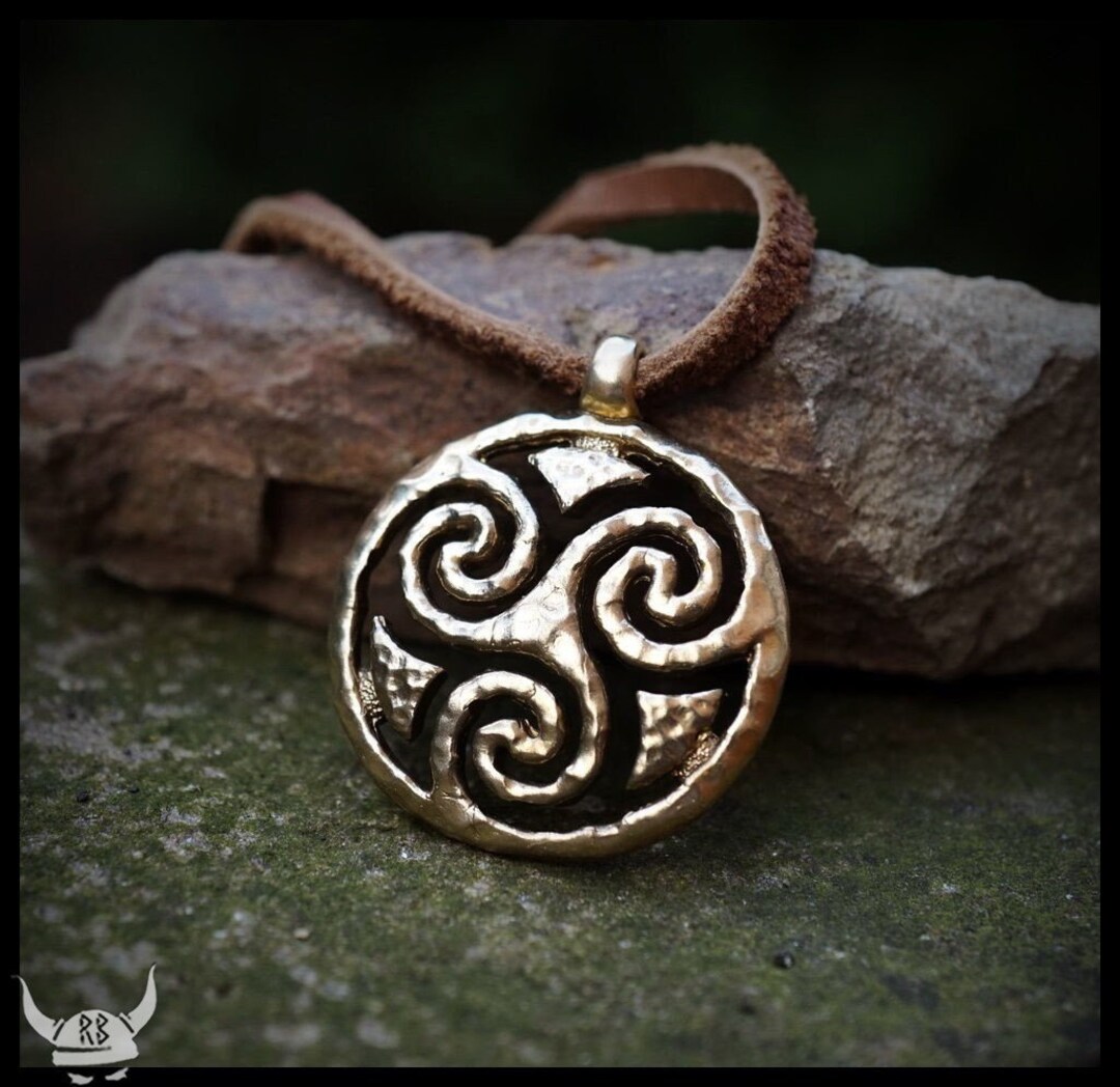 Triskele Pendant Sculpted From Brass Celtic Symbol Raw Organic Hammered ...