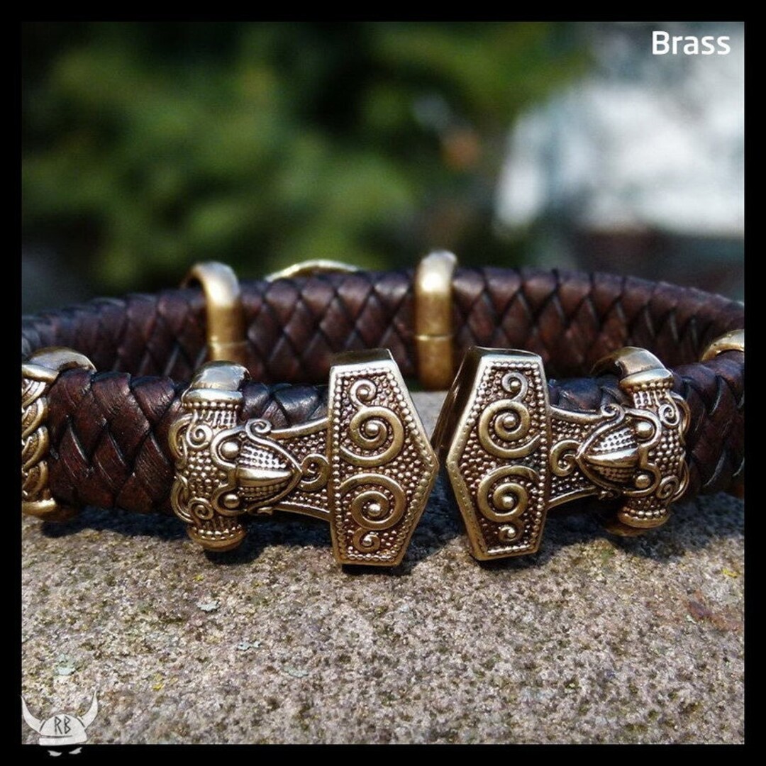Norse Bracelet With Mjolnir Thor Hammer Protective Amulet Celtic Knot ...