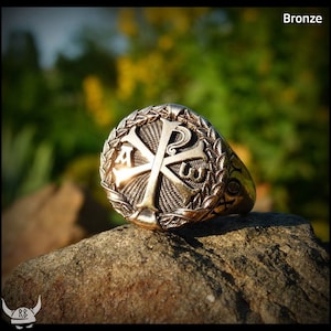 Mens Chi Rho Ring Alpha Omega, Signet Ring, Constantines Cross ...