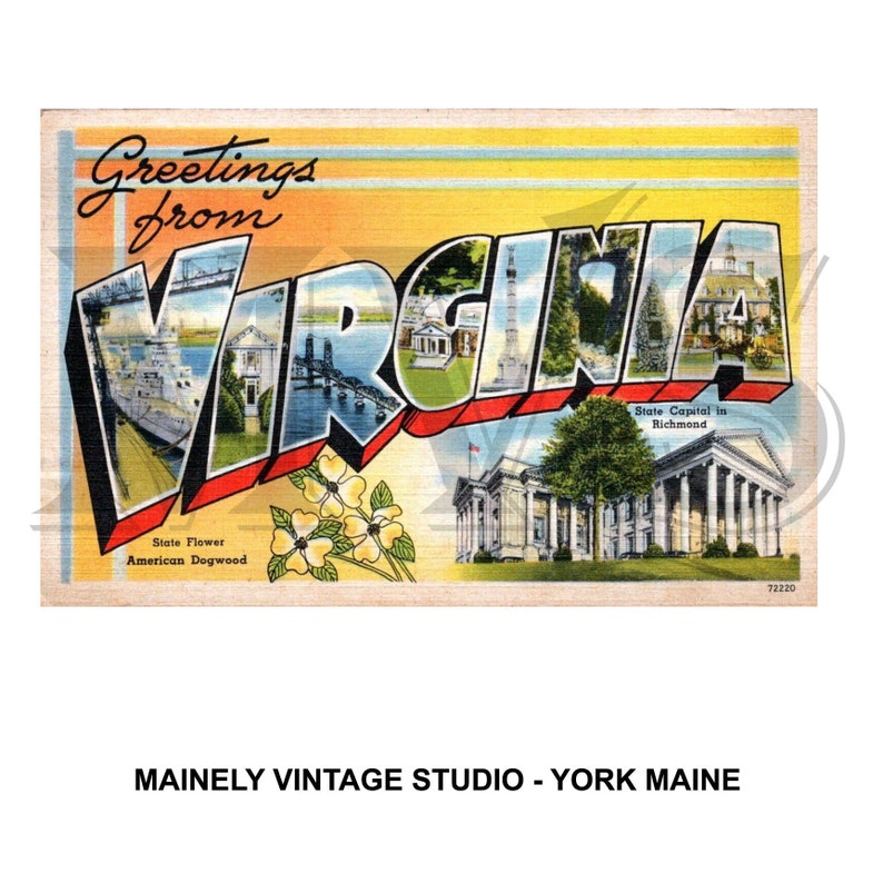 Greetings From Virginia VA Vintage Postcard Quality Digital - Etsy