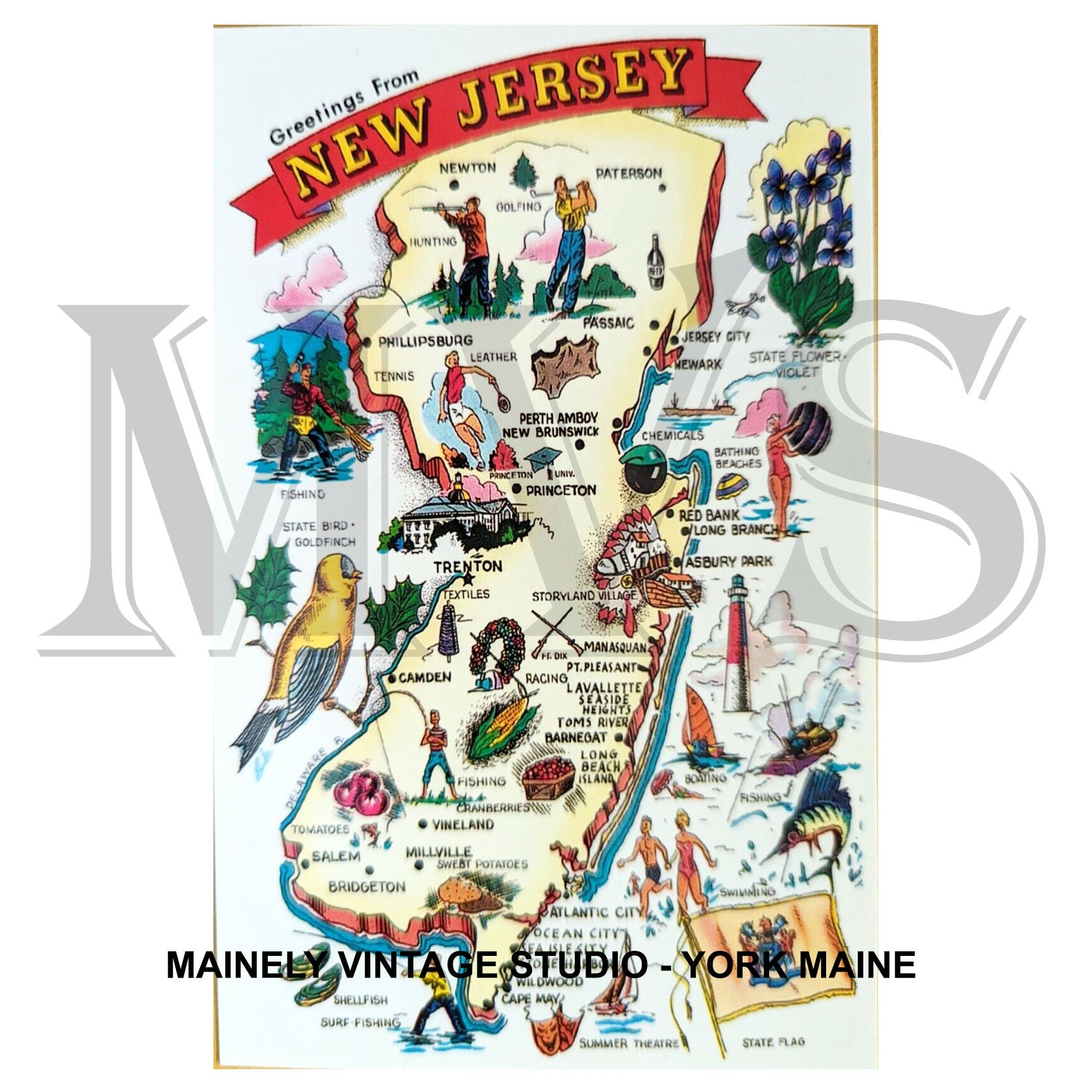 Greetings From New Jersey NJ Vintage Postcard Quality - Etsy