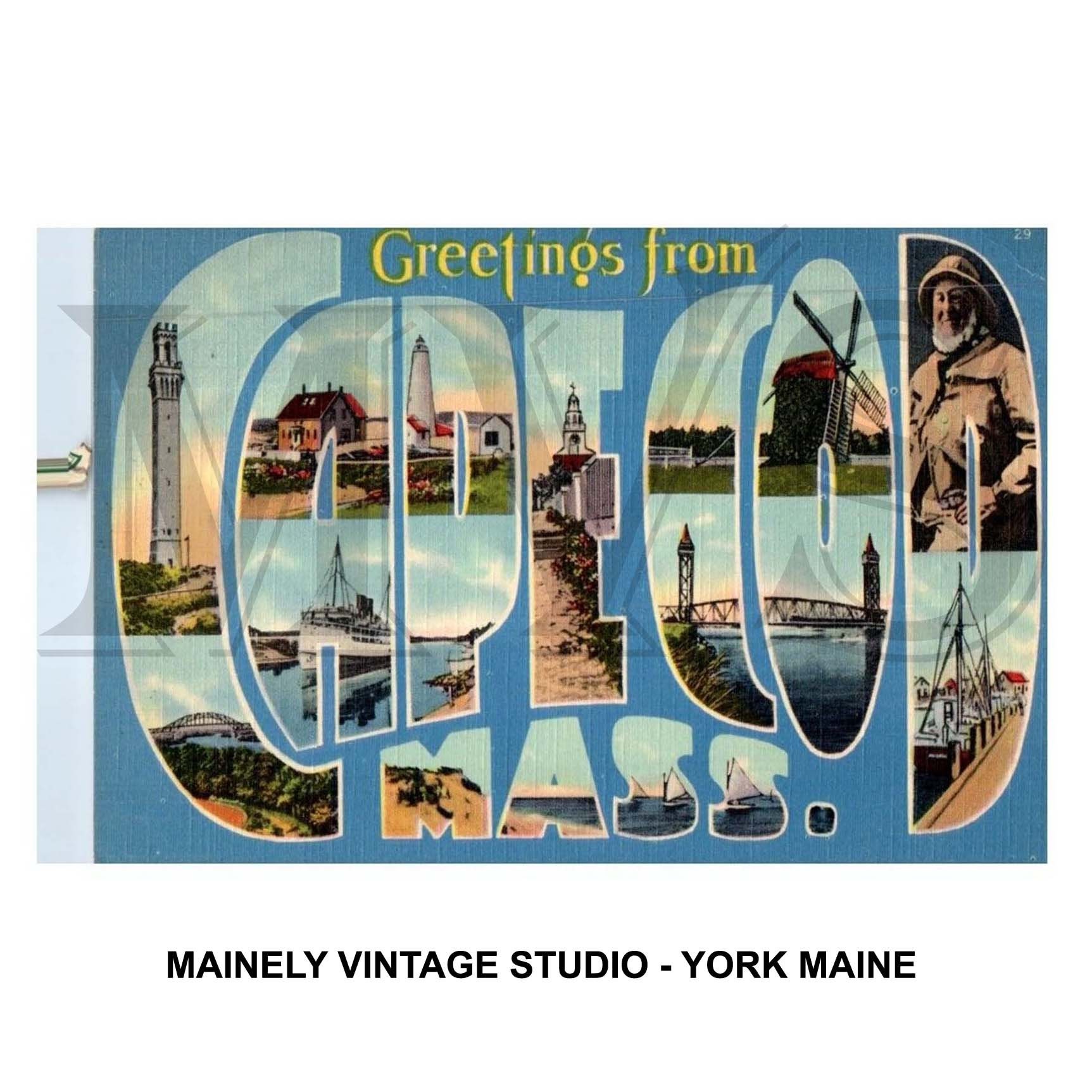 Greetings From Cape Cod MA Vintage Postcard JPEG Image Set - Digital ...