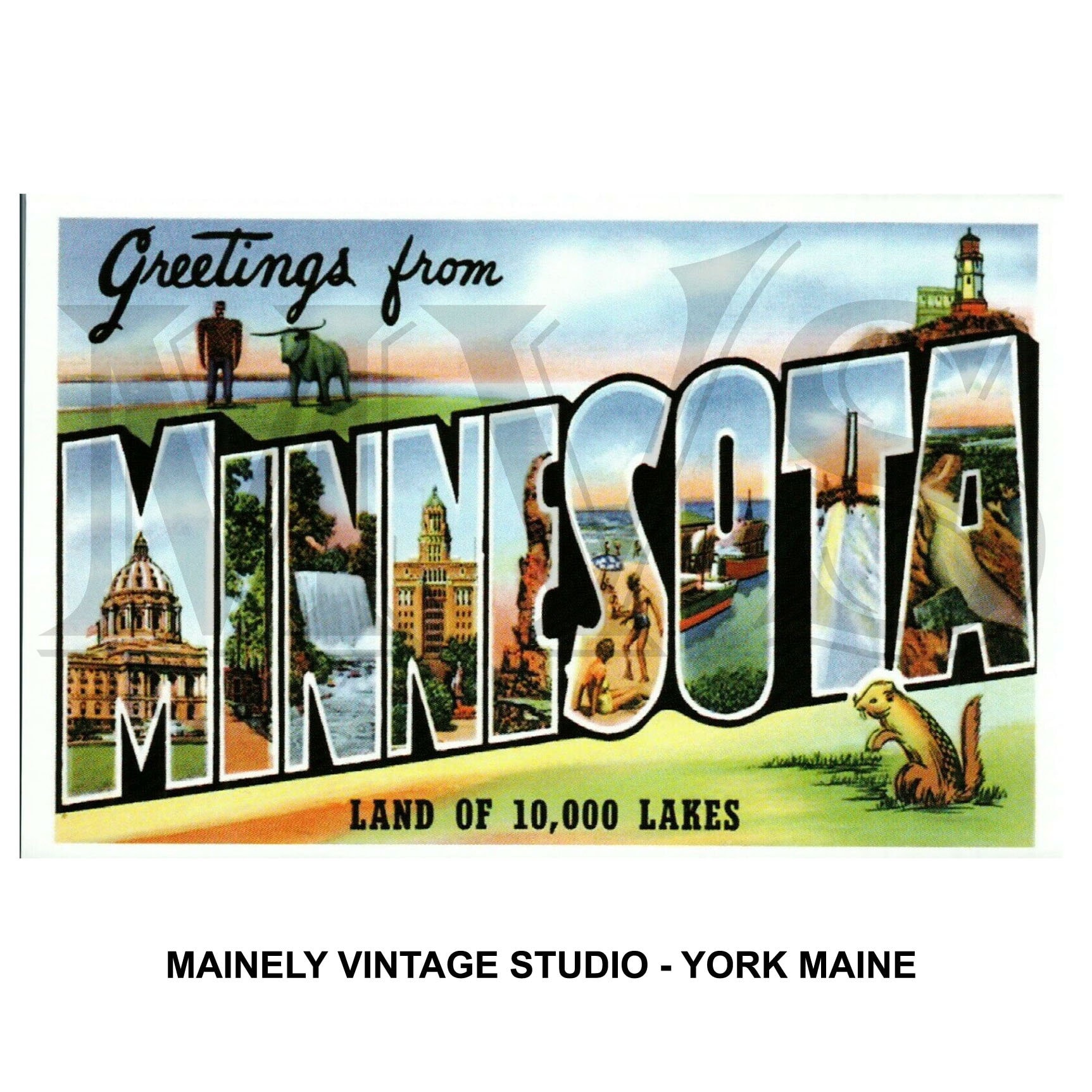 Greeting From Minnesota MN Vintage Postcard JPEG Image Set Digital ...