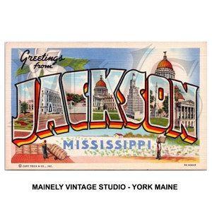 Greetings From Mississippi MS Vintage Postcard JPEG Images - Digital ...