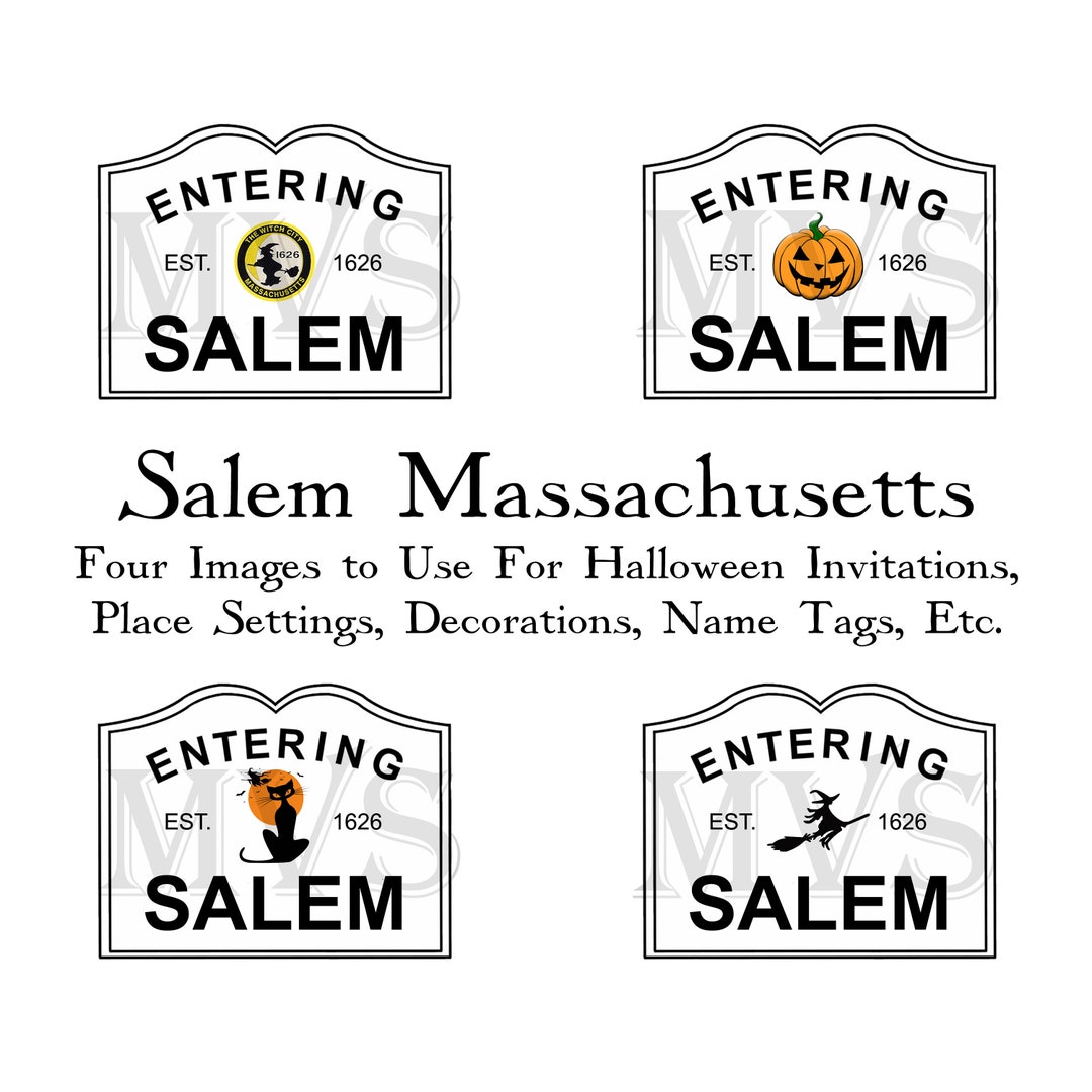 Entering Salem MA Signs - Printable JPEG Image Set Digital Download ...