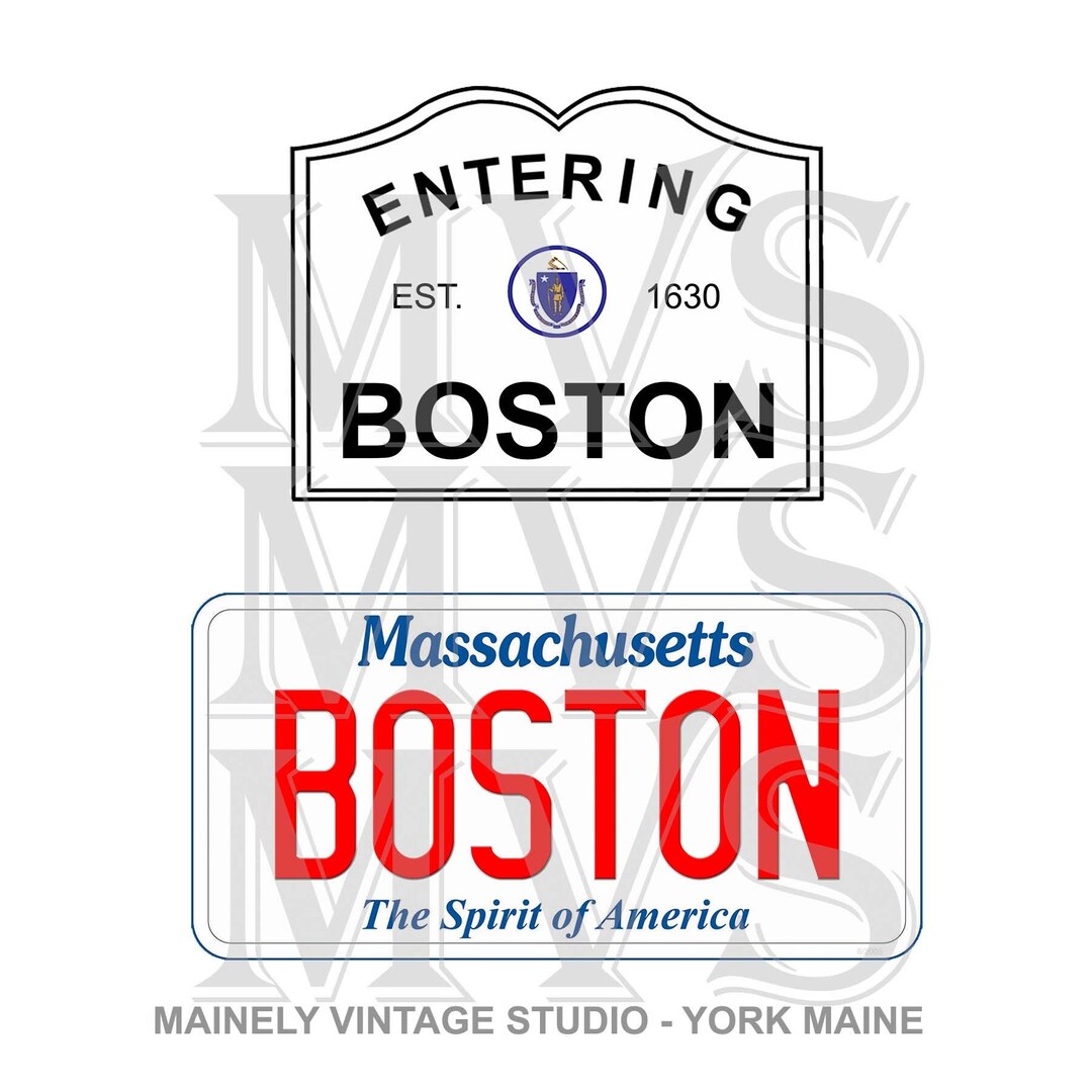 Boston MA Vanity License Plate - Entering Sign JPG Digital Printable ...