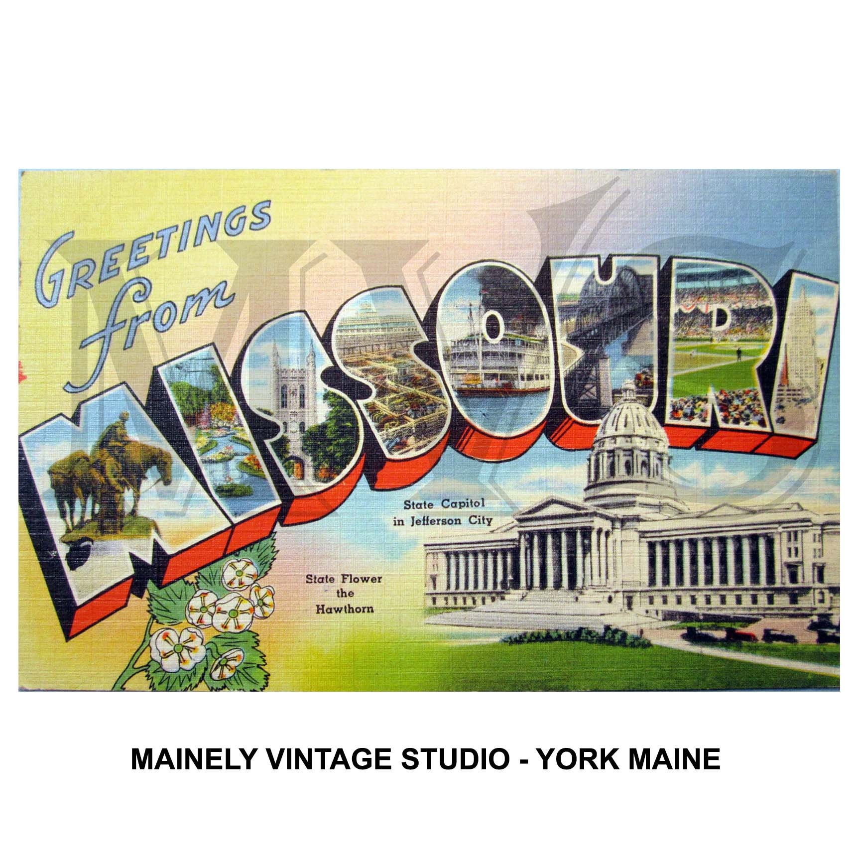 Greetings From Missouri MO Vintage Postcard JPEG Image Set - Etsy
