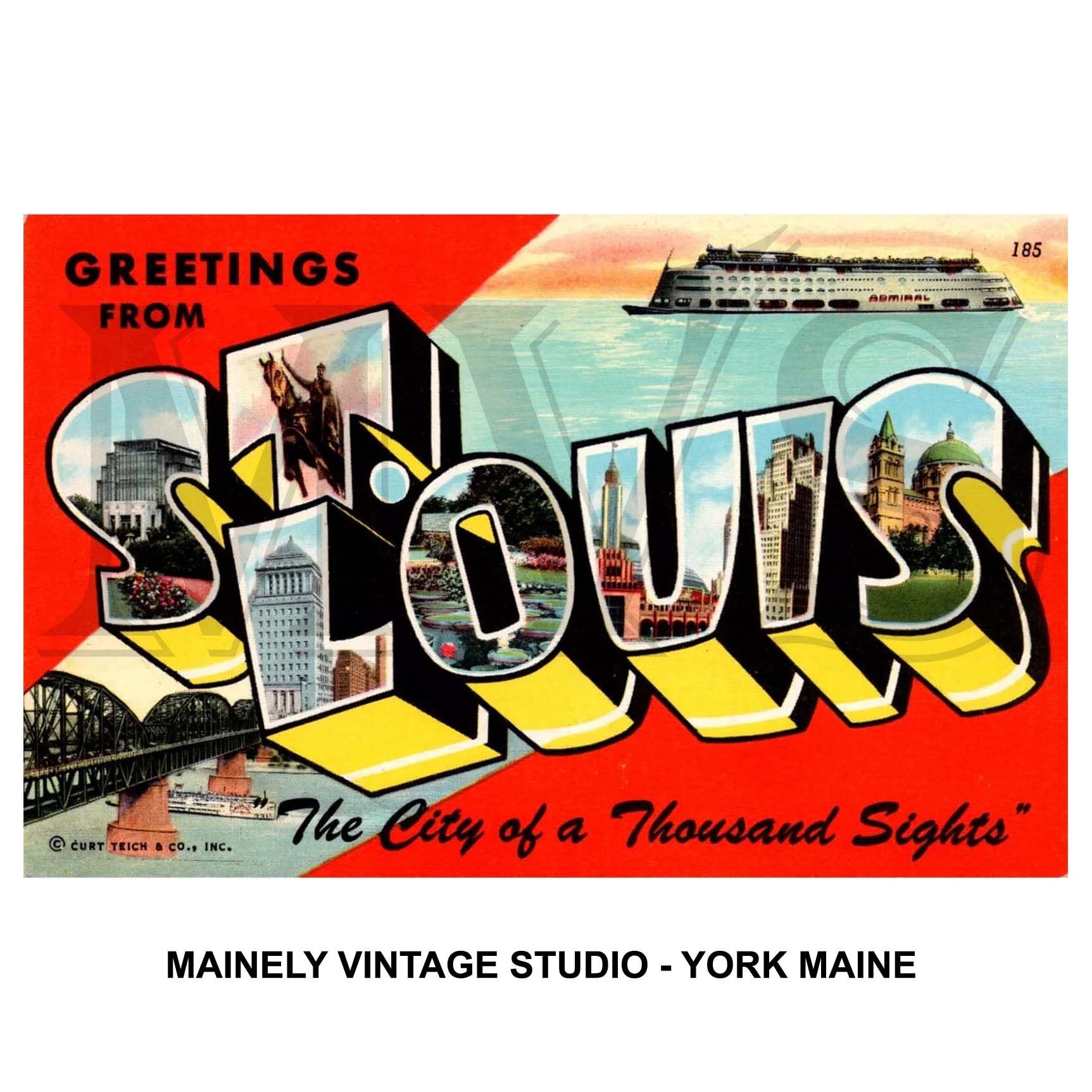 Greetings From St Louis Missouri MO Vintage Postcard JPEG Image Set ...