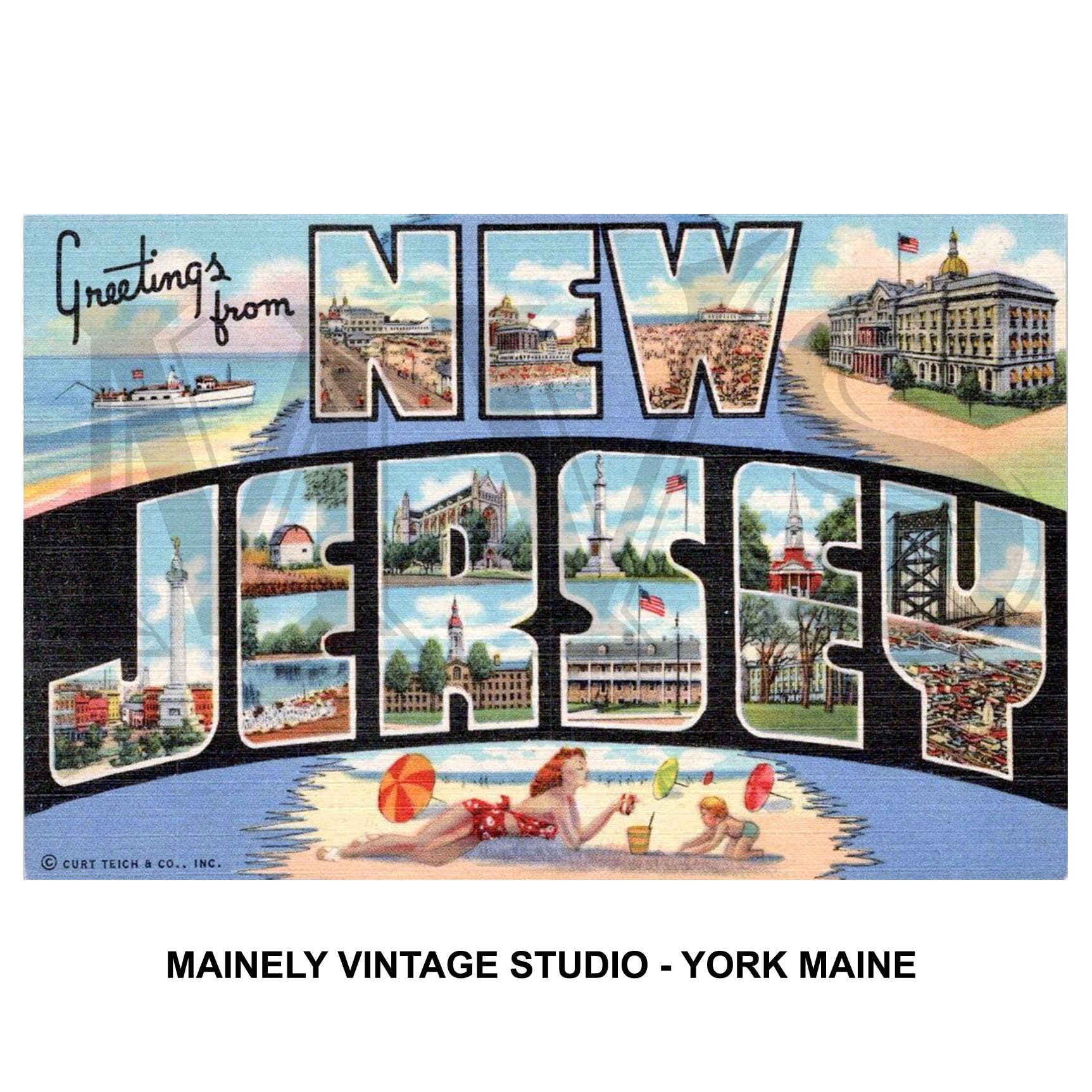Greetings From New Jersey NJ Vintage Postcard Quality - Etsy