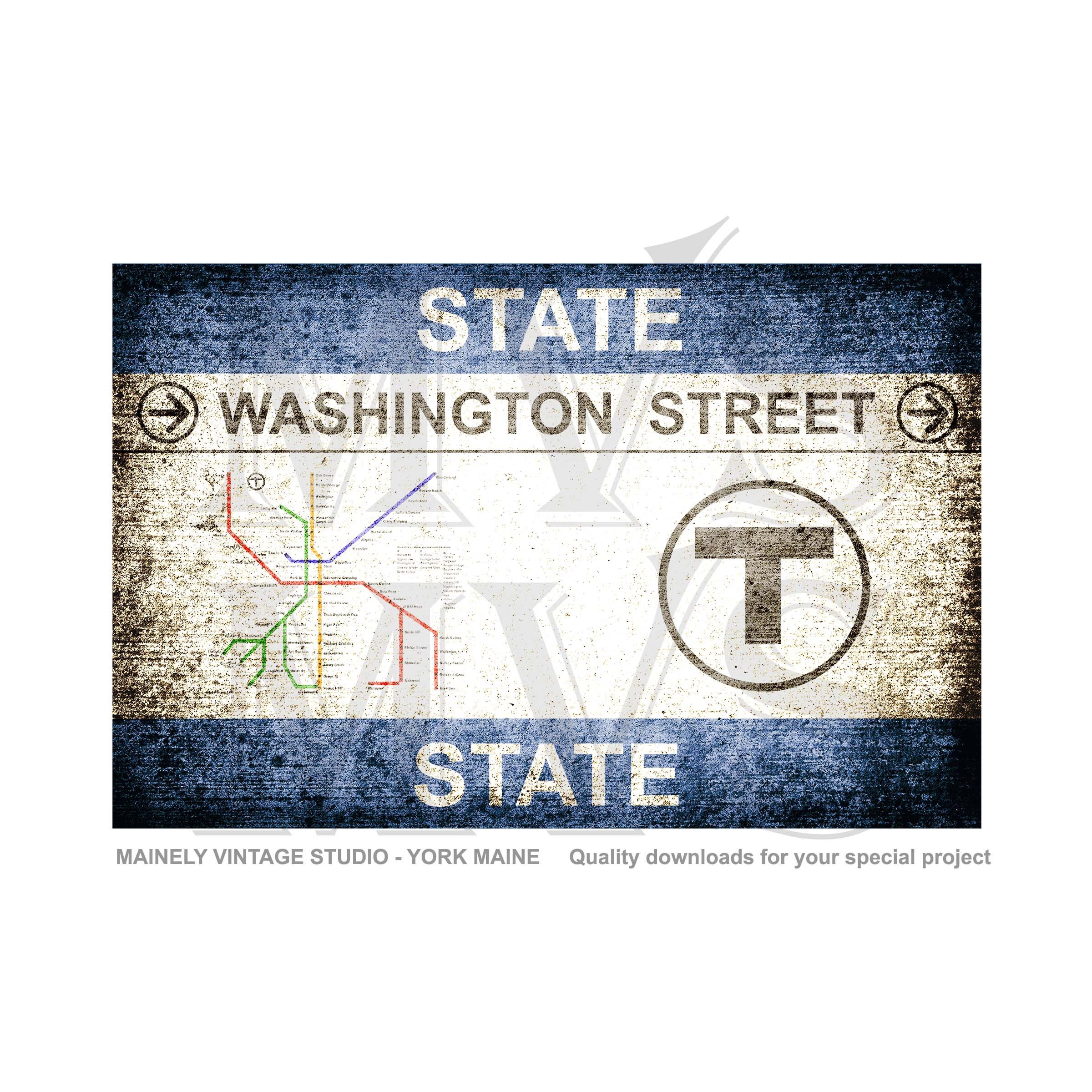 Boston MBTA Subway Red Orange Blue Green Line / PNG Digital Image File ...