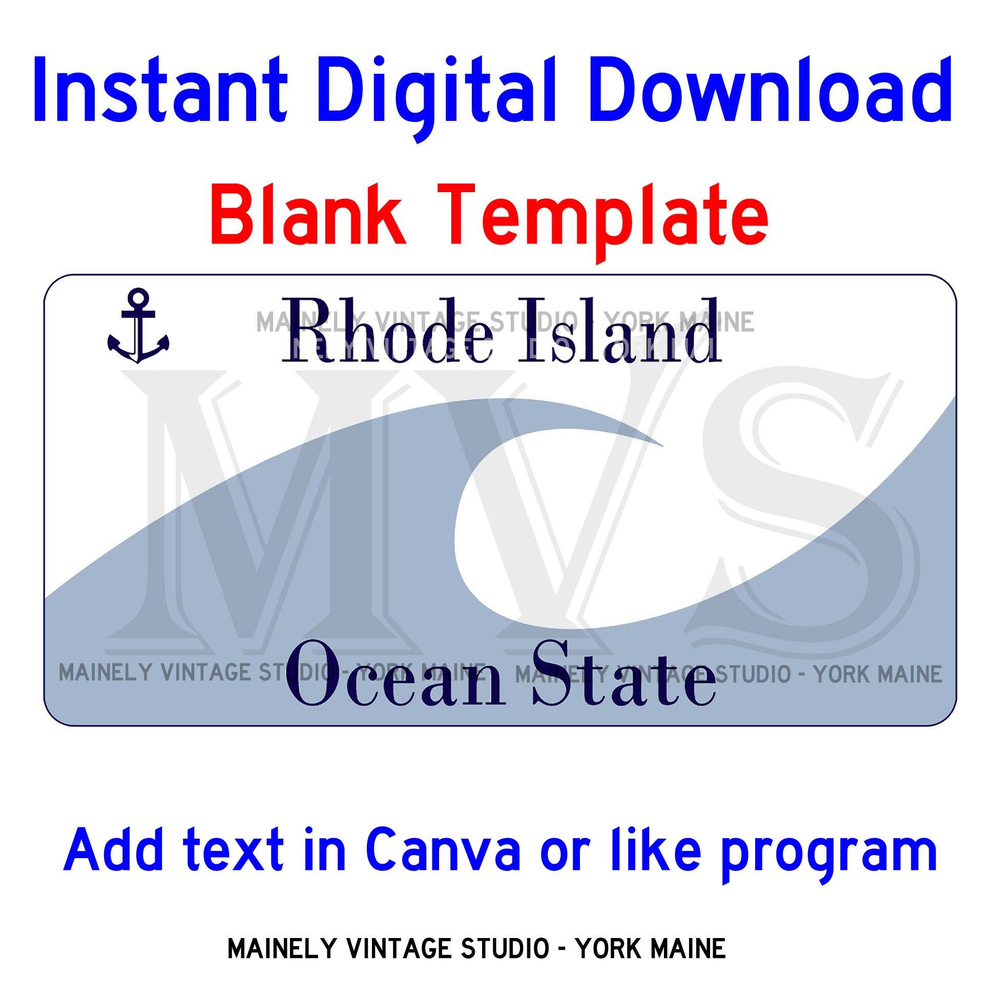 Rhode Island RI License - Vanity Plate Blank Template Digital Printable ...