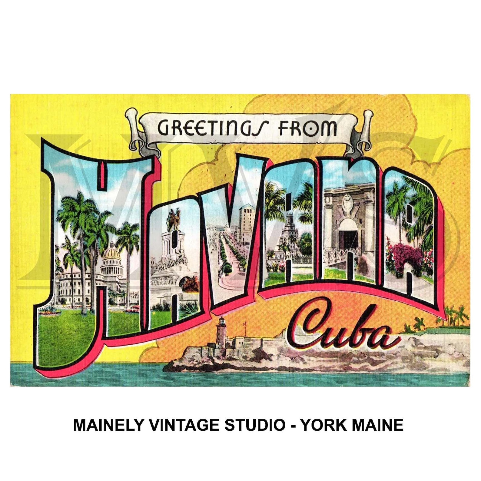 Vintage Cuba Travel Poster Set – Art Deco Postcards (digital Download ...