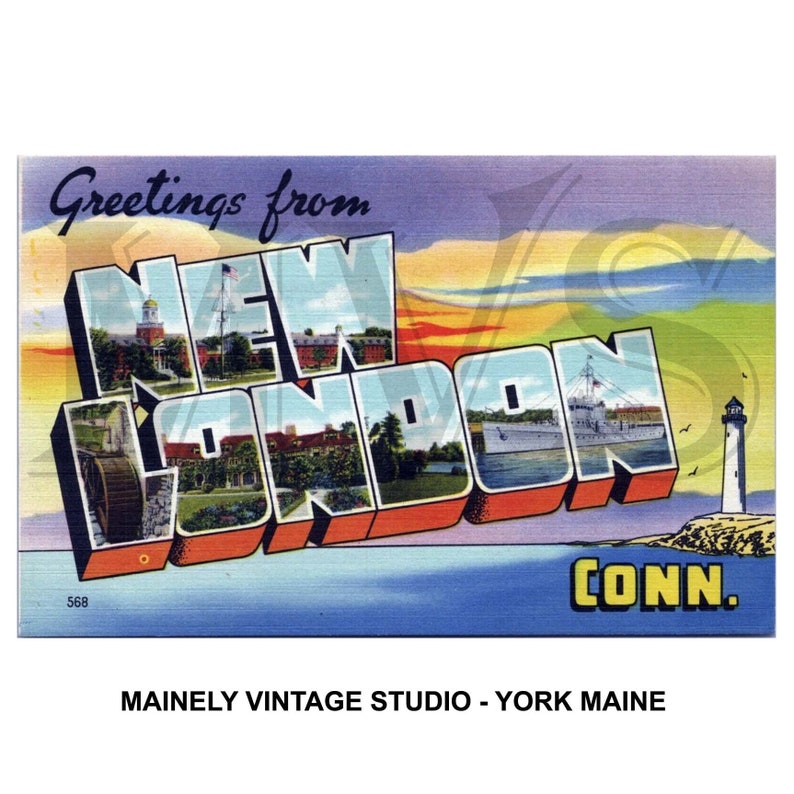 Greetings From Connecticut CT Vintage Postcard JPEG Image Set - Quality ...