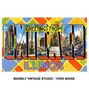 Vintage Illinois Postcard Image Set – Art Deco Greetings (digital ...