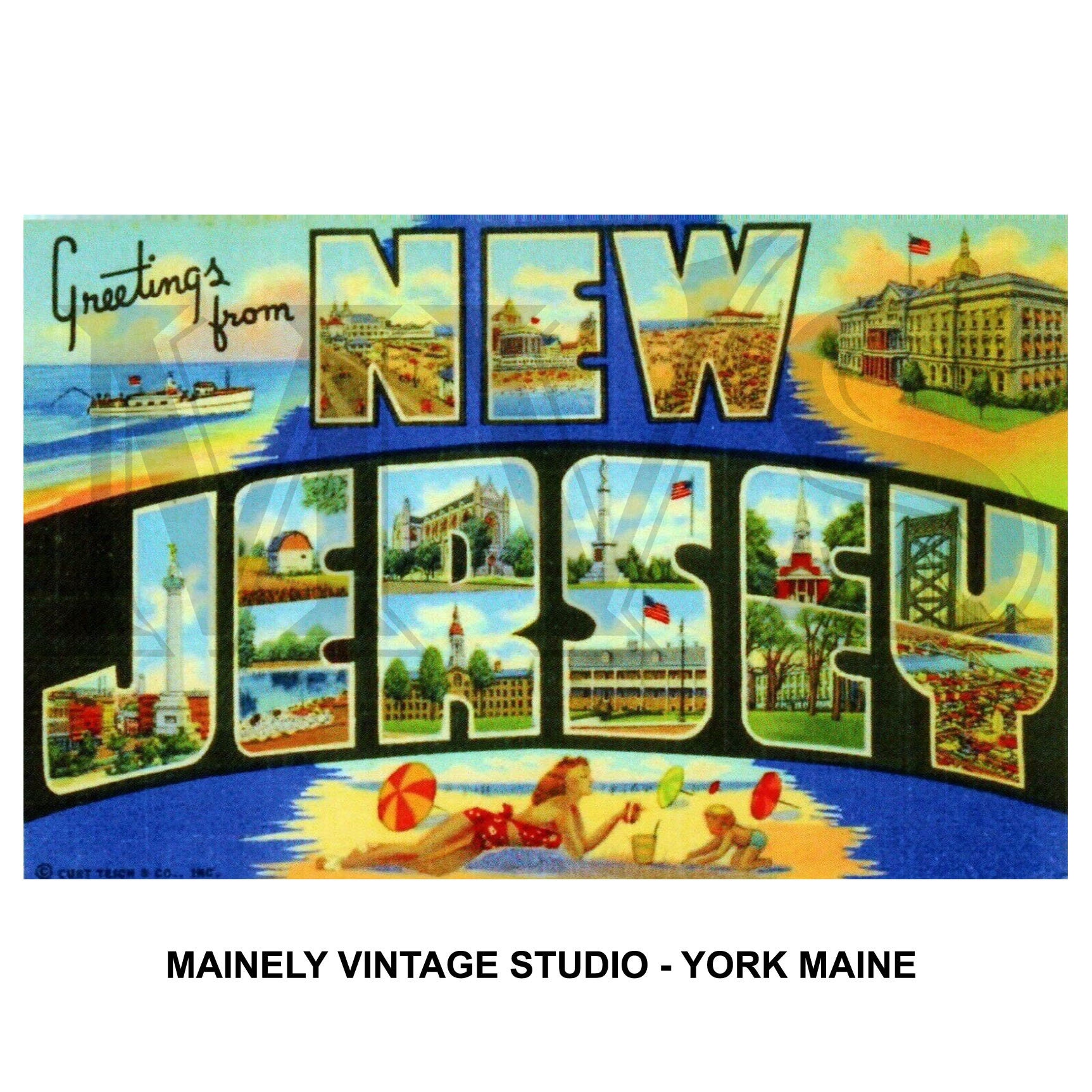 Vintage New Jersey Postcard Set – 1940s-50s Art Deco (digital Download ...
